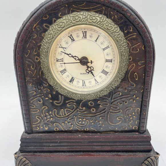Other | Vintage Wooden Quartz Table Clock With Roman Numerals Ornate ...